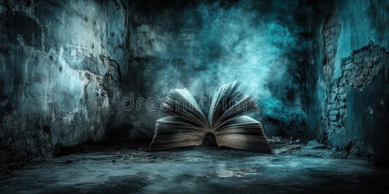 Explore Ancient Knowledge in Open Book, Inside Grunge Mystical Room ...