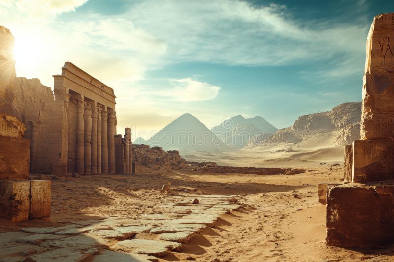 Explore Ancient Pyramids and Ruins Under a Dramatic Sky in the Desert ...