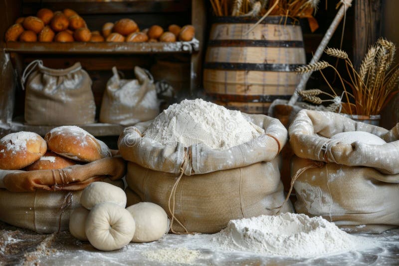 Explore the Art of Bread Making with Flour Sacks and Dough in a ...