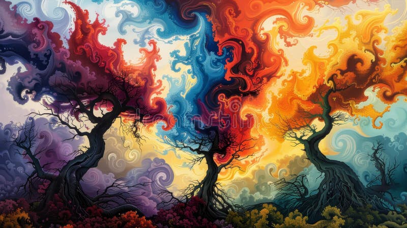 Explore an Art Exhibit Full of Vibrant, Eyecatching Paintings Stock ...