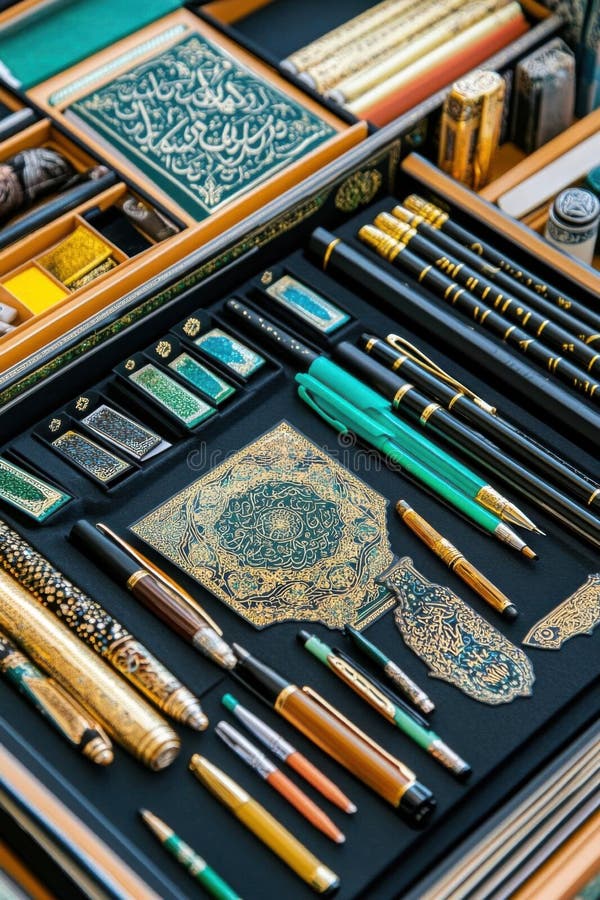 Two pens for calligraphy stock image. Image of golden - 17043541