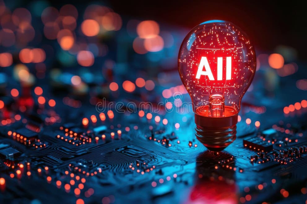 Explore Artificial Intelligence in Light Bulb on Circuit Board Concept ...