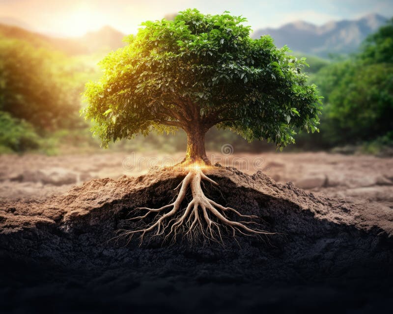 Explore an Artistic Depiction of Resilience, Showcasing a Robust Tree ...