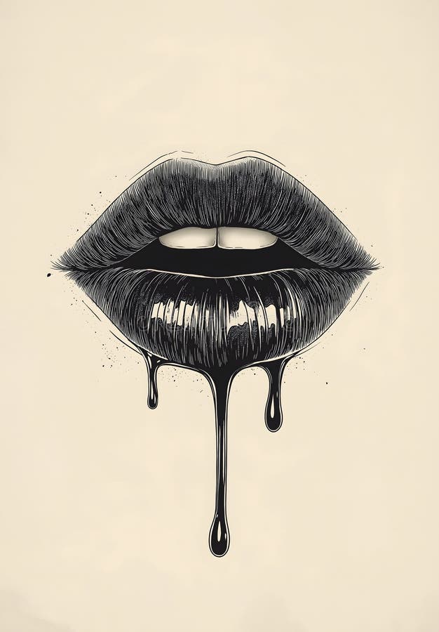 Explore the Artistic Expression of Lips Dripping with Ink in a ...