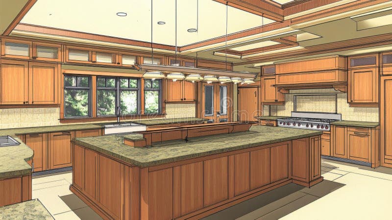 Explore Artistic Kitchen Interior Design with Island and Detailed ...
