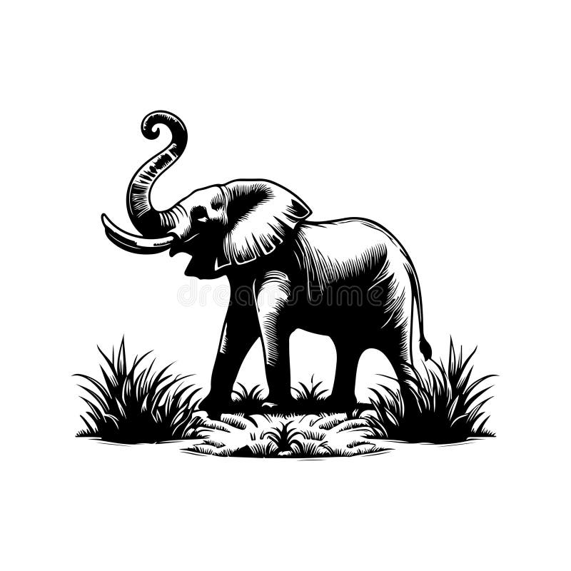 Stylized Elephant Silhouette: Simple Line Art Vector, AI Generated ...