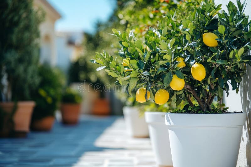 Charming Outdoor Lemon Trees in Elegant White Pots that Exude ...