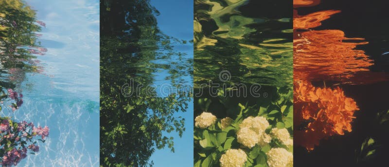 Abstract Representation of Four Seasons with Vibrant Colors and ...