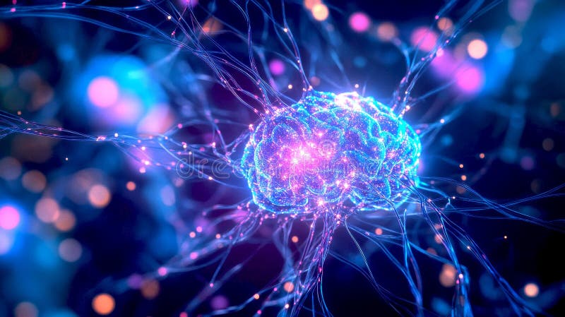 A Vibrant Digital Representation of a Brain. this Graphic Showcases ...