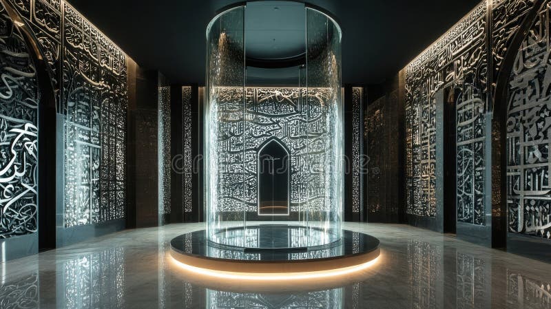 Intricate Arabic Script Pattern in a Modern Architectural Interior with ...