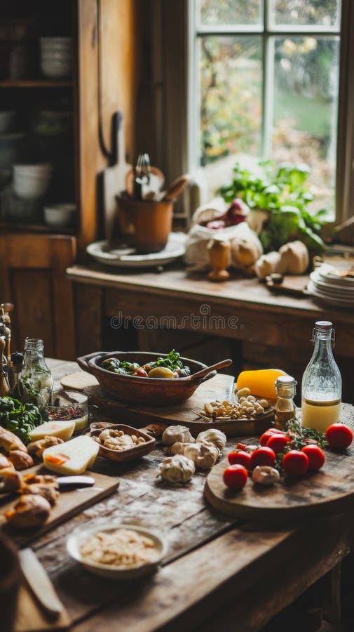 Explore the Beauty of Rustic Kitchen Aesthetics. Fresh Ingredients and ...