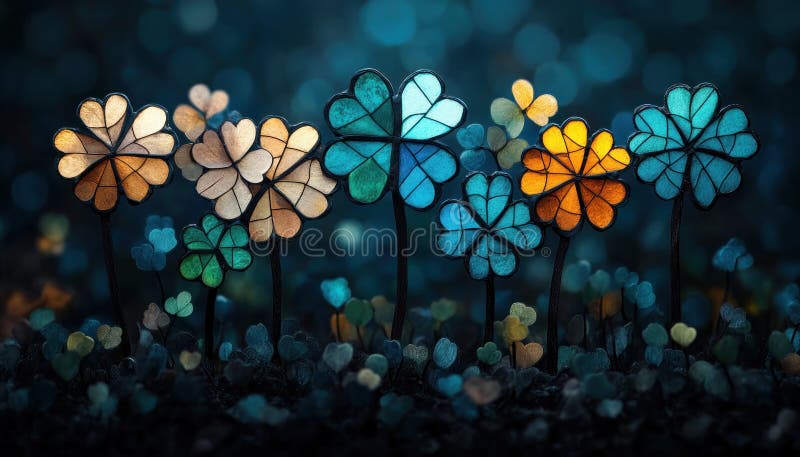 Explore the Beauty of the Shamrock Rendered in Vibrant Stained Glass ...