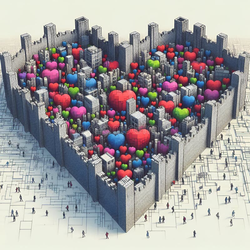 Heart-Built Wall: a Symbol of Love and Unity, Generative AI. Stock ...