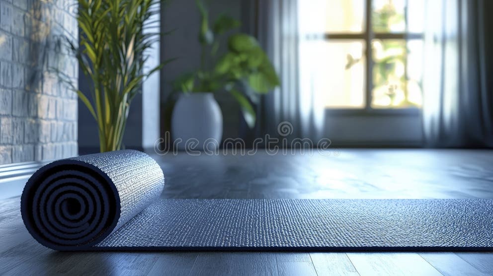 Textured Yoga Mat with Alignment Lines for Home Studio a Close-up ...