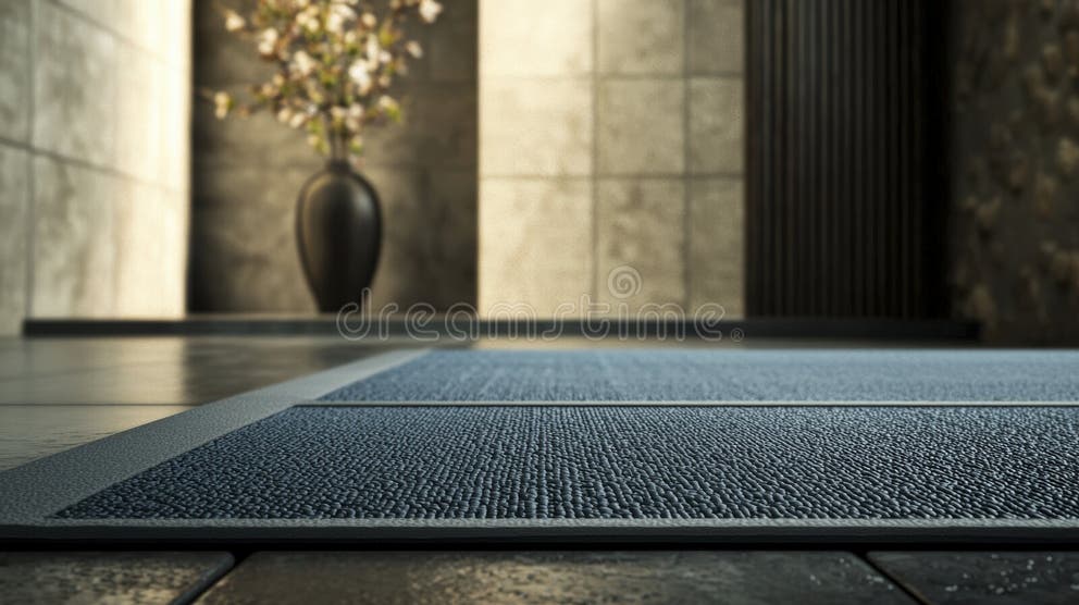 Textured Yoga Mat with Alignment Lines in Modern Studio Indoor Fitness ...