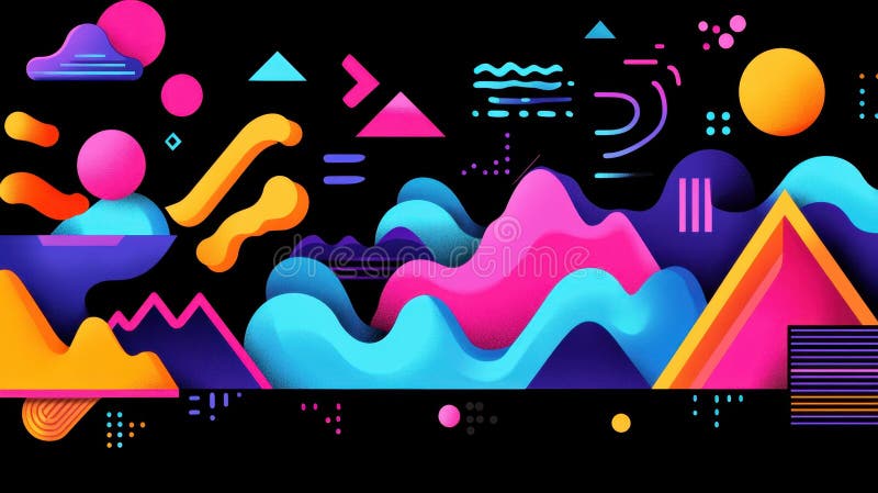 Explore Bold Retrofuturistic Designs Featuring Glitchy Shapes and Vibrant Cyberpunk Elements ...