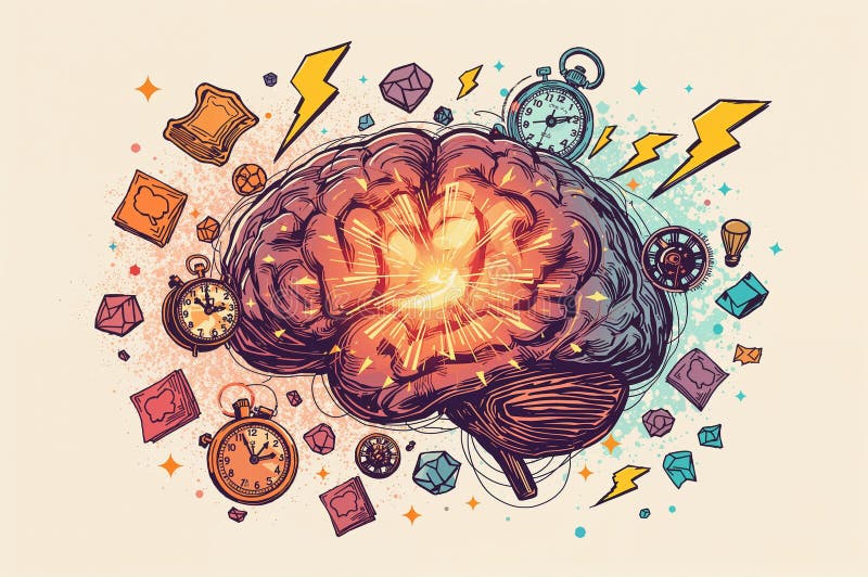 Time and Ideas: Artistic Representation of an Active Human Brain Stock ...