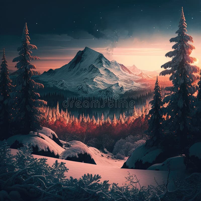 Snowy Forest Sceneries - High-Quality AI-generated Landscapes Stock ...