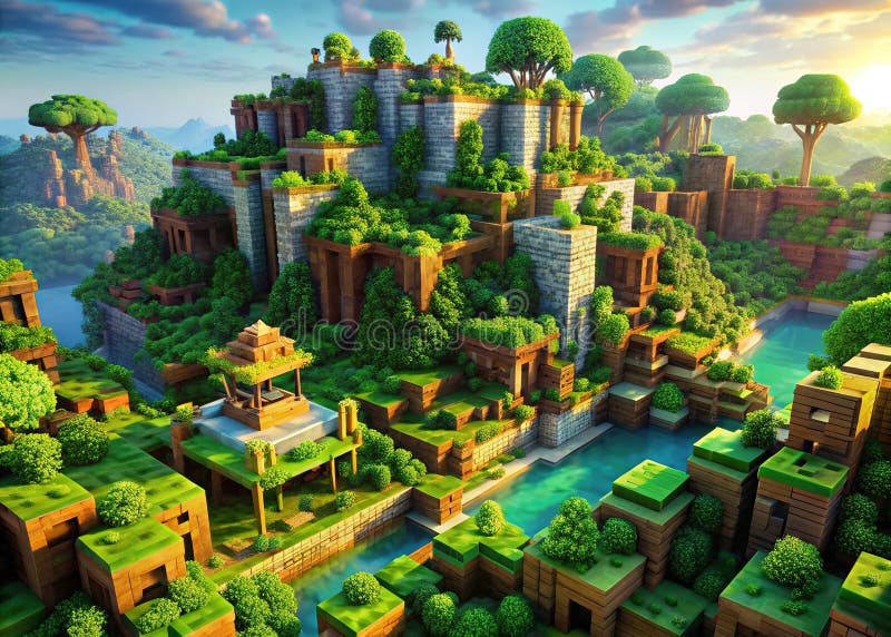 Explore a Breathtaking Minecraft World Pixelated Landscapes Blocky ...