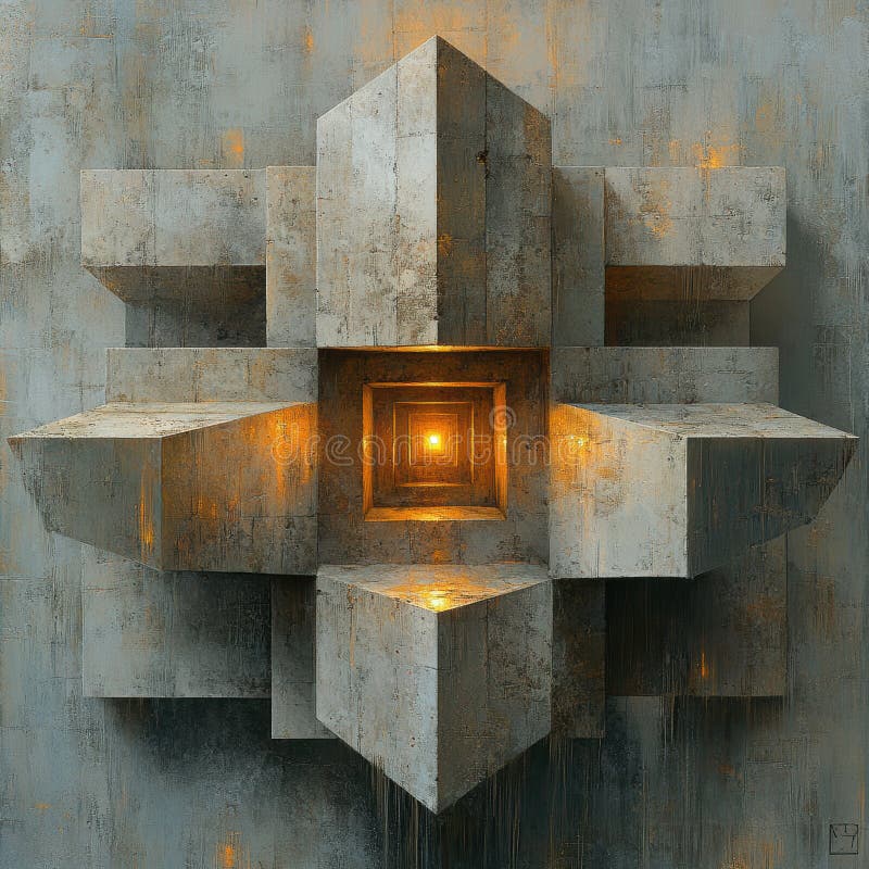 Abstract Elemental Alchemy in Blocky Design Stock Illustration ...