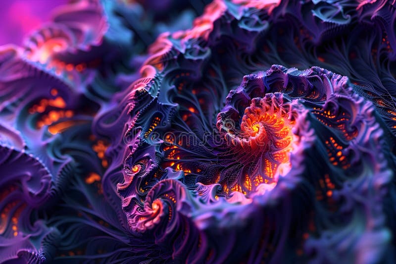 Vibrant Abstract 3D Render with Spiraling Patterns Stock Illustration ...