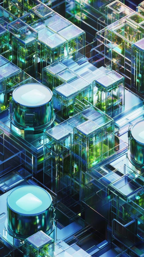 Abstract Geometric Structures with Reflections and Neon Lighting Stock ...