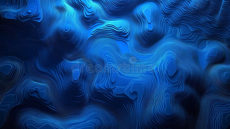 Abstract Blue Topographic Map with Panoramic Perspective Detail Stock ...