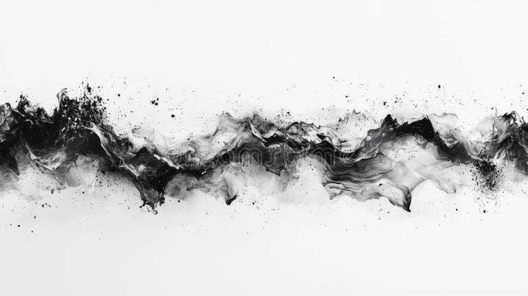 Dynamic Black and White Abstract Wave Art Studio Digital Artwork ...