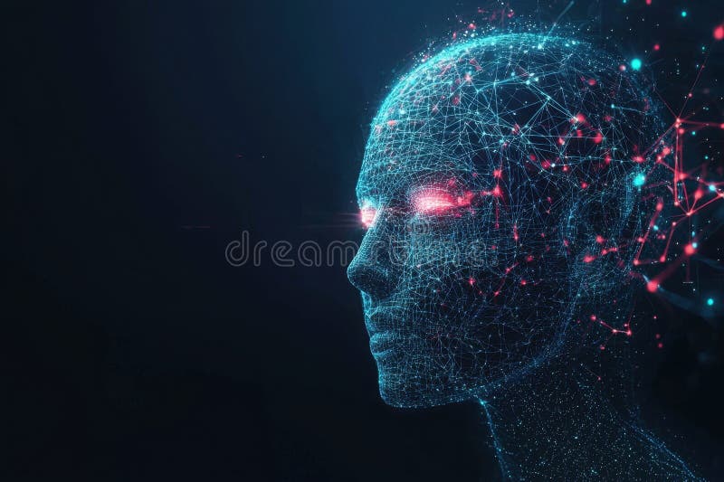 Cybernetic Human with Glowing Data Streams Illuminating Futuristic ...