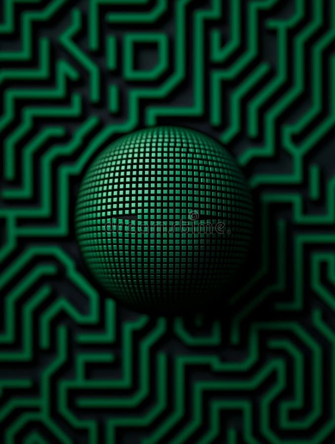 Digital Green World Featuring Abstract Circuit Design and Sphere Stock ...