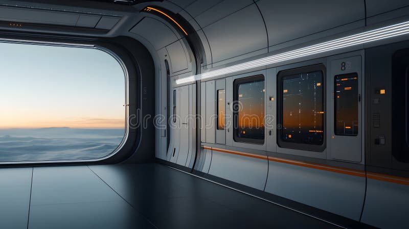 A Bold Concept of a Futuristic Spaceship Interior Showcasing Advanced ...