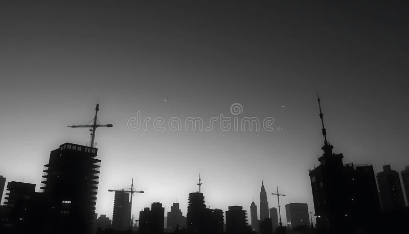 Monochrome Contrast Urban Skyline: Dramatic Black and White Photography ...