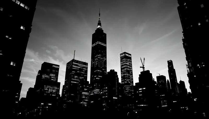 Monochrome Contrast Urban Skyline: Dramatic Black and White Photography ...