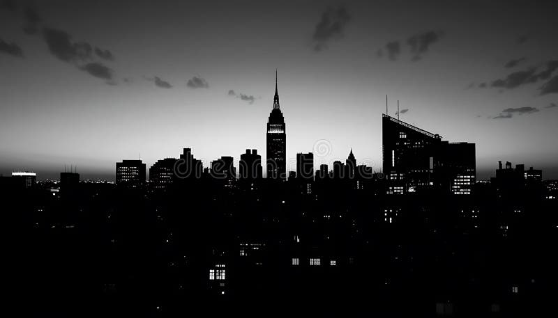 Monochrome Contrast Urban Skyline: Dramatic Black and White Photography ...