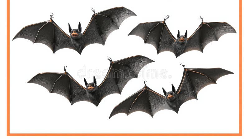 Realistic Black Bats Isolated White Background Halloween - Halloween ...