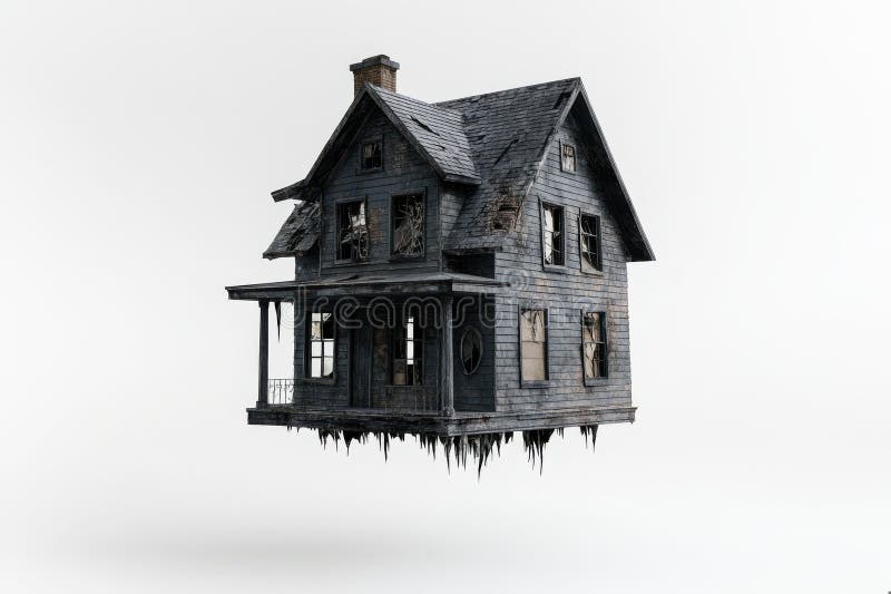 Floating Haunted House White Background Halloween - Spooky Halloween ...