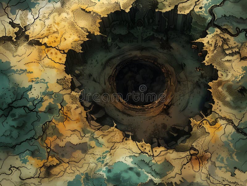 Mysterious Top Down View of a Dark Abyss Stock Illustration ...