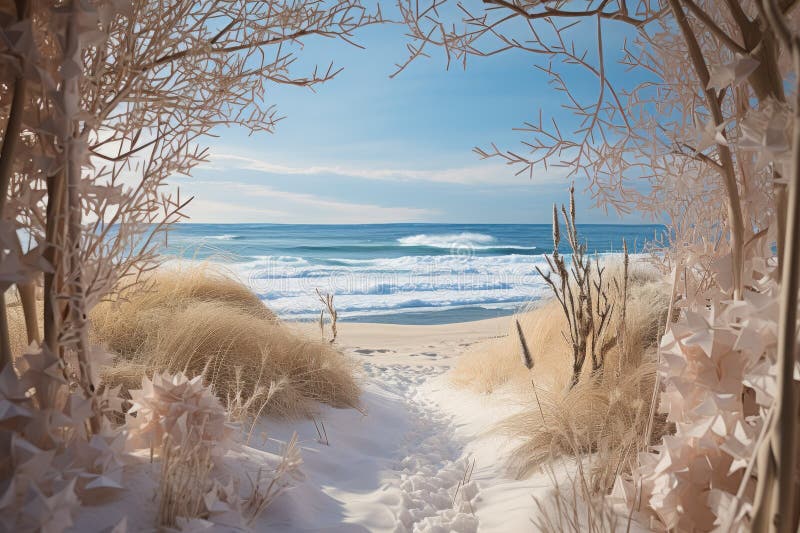 Winter Beaches - Generative AI Stock Illustration - Illustration of ...