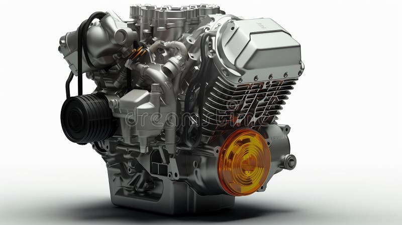 Sleek and Transparent Engine Structure with Shadows on Smooth Floor ...