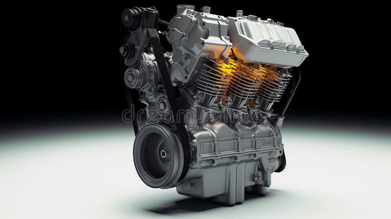 Sleek and Transparent Engine Structure with Shadows on Smooth Floor ...