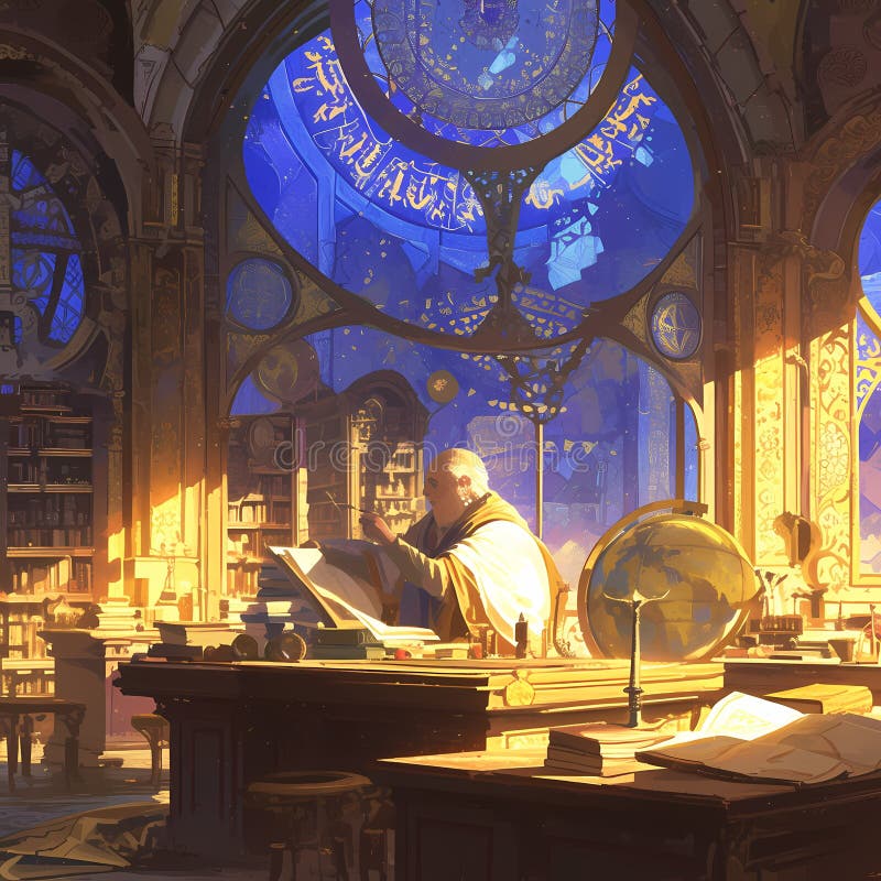 Enchanting Study Scene with Mystical Energy Stock Illustration ...