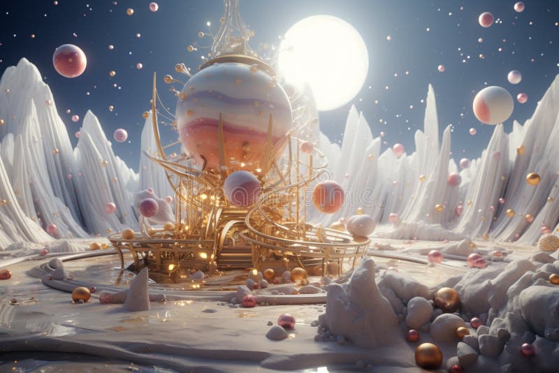 Explore a Celestial Carnival with Spacecraft of Stock Illustration - Illustration of candle ...