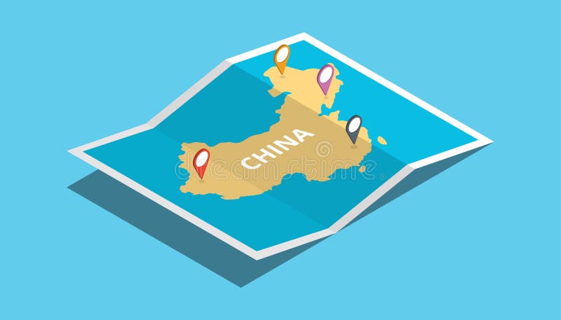 Explore China Maps with Isometric Style and Pin Location Tag on Top ...