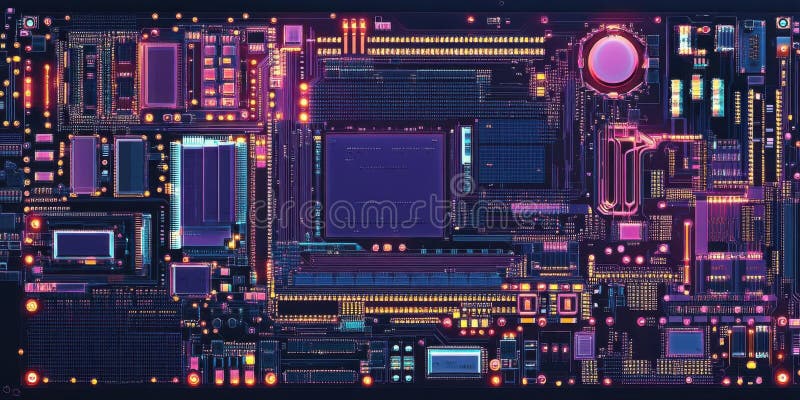 Explore Circuit Board, Digital Technology with Neon Glow and Modern ...