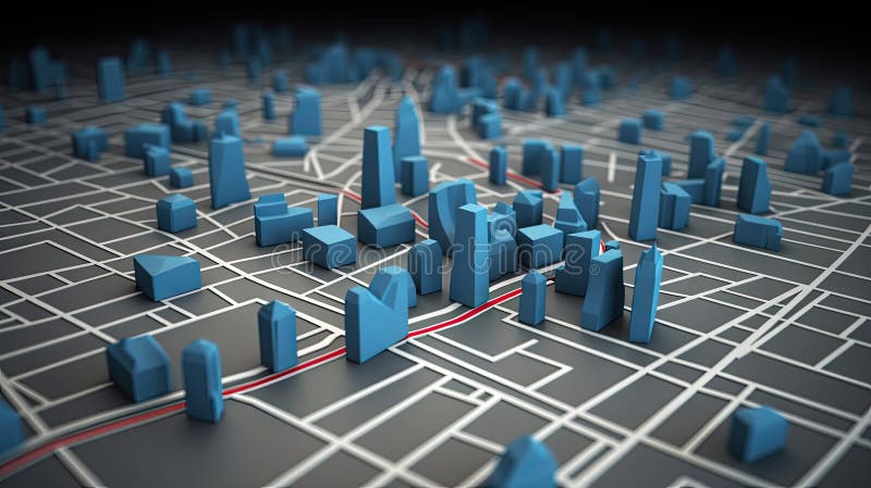 Explore the City with 3D Pointers and GPS Location. Stock Illustration ...