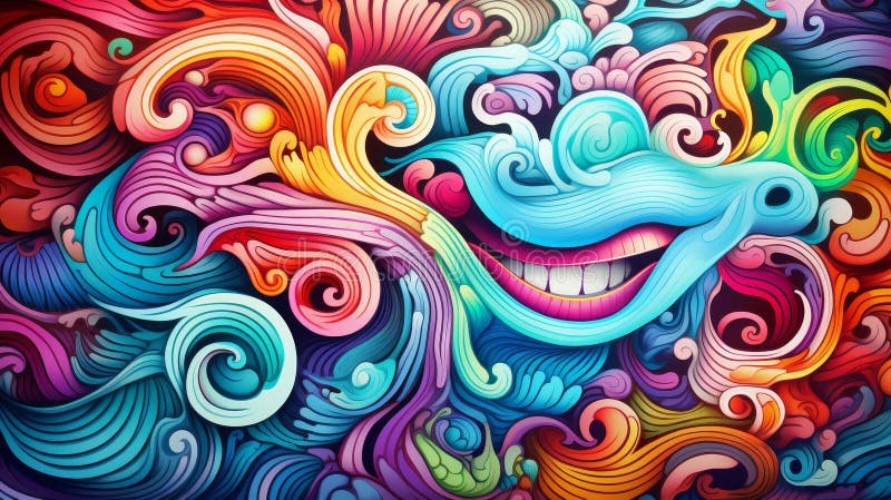 Explore a Classic Psychedelic Style with Muted Tones, Intricate Details ...