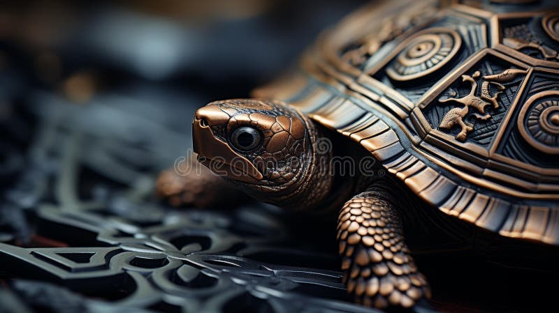 Explore a Classic Turtle Shell Design with Muted Tones, Flat Texture ...