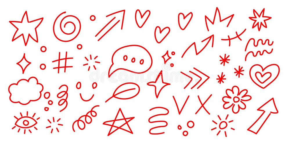 Explore a Collection of Red HandDrawn Doodle Elements Perfect for ...