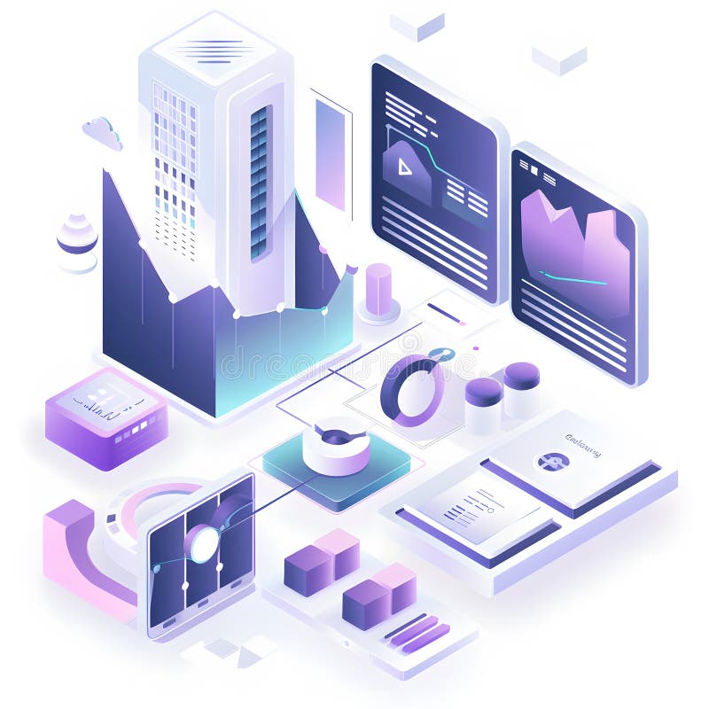 Enterprise Software Abstract Concept Illustrations Isolated on White ...