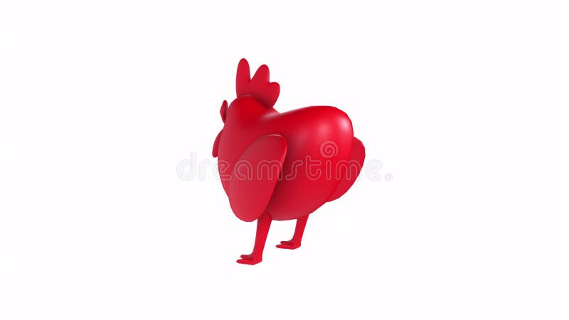 Vibrant 3D Rendering of a Stylized Red Chicken Model Stock Footage ...